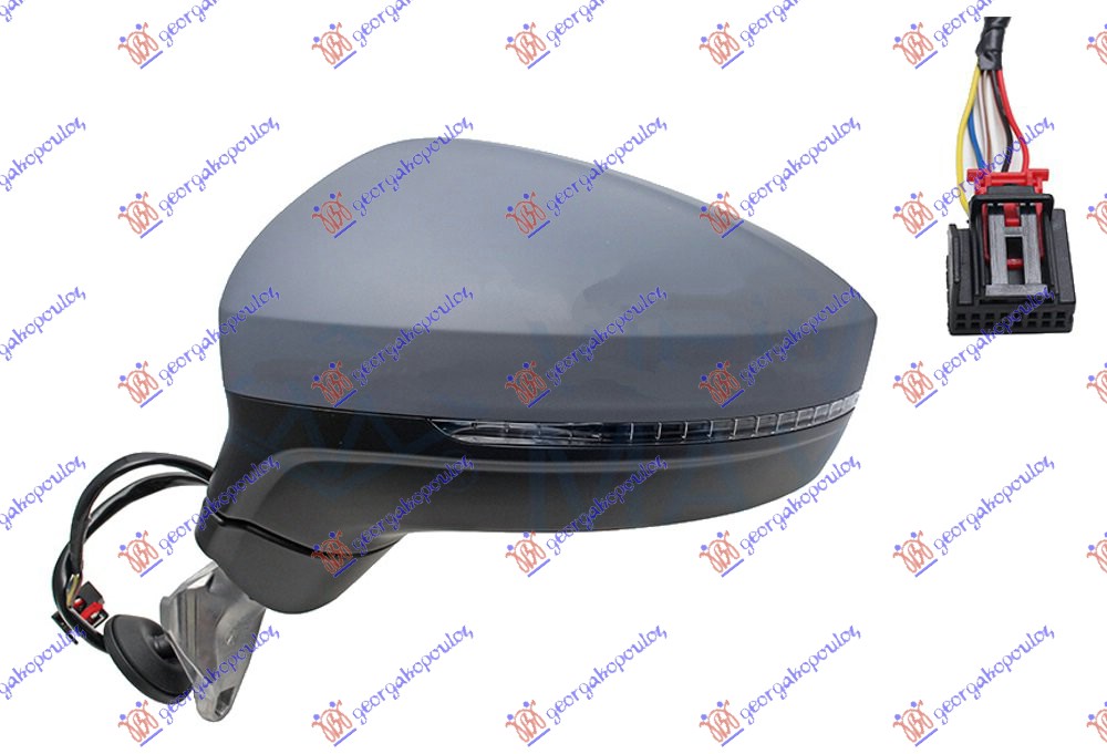 RETROVIZOR ELEKTRICNI SA GREJACEM PM (MIGAVAC) (6 PIN) (ASFERICNO ...